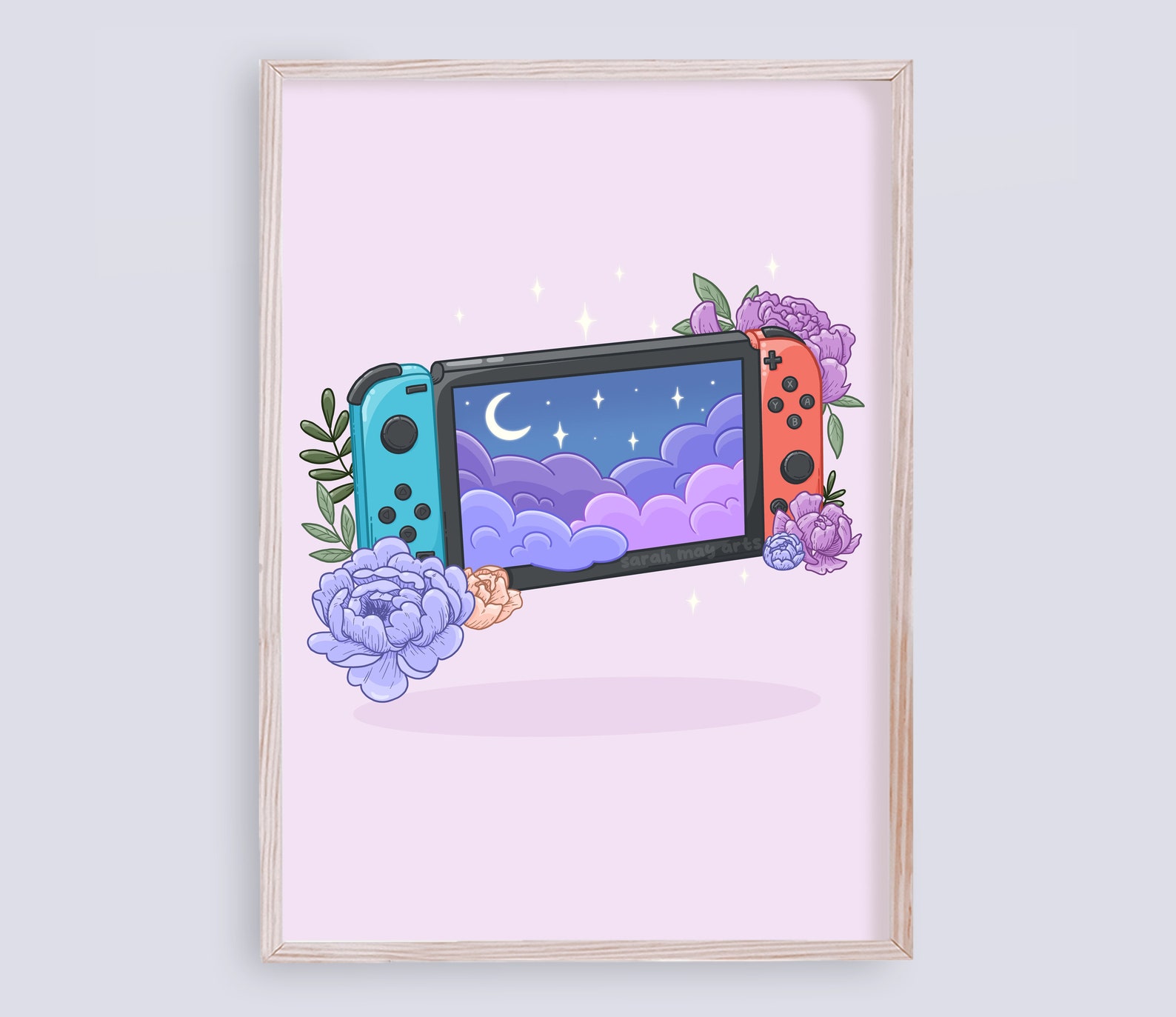 Nintendo Switch Print Fine Line Video Game Floral Art - Etsy