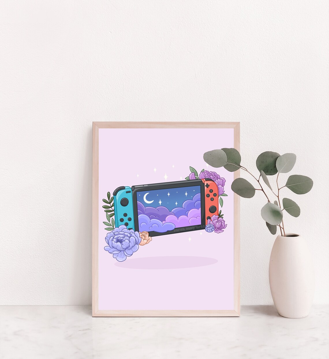 Nintendo Switch Print Fine Line Video Game Floral Art - Etsy