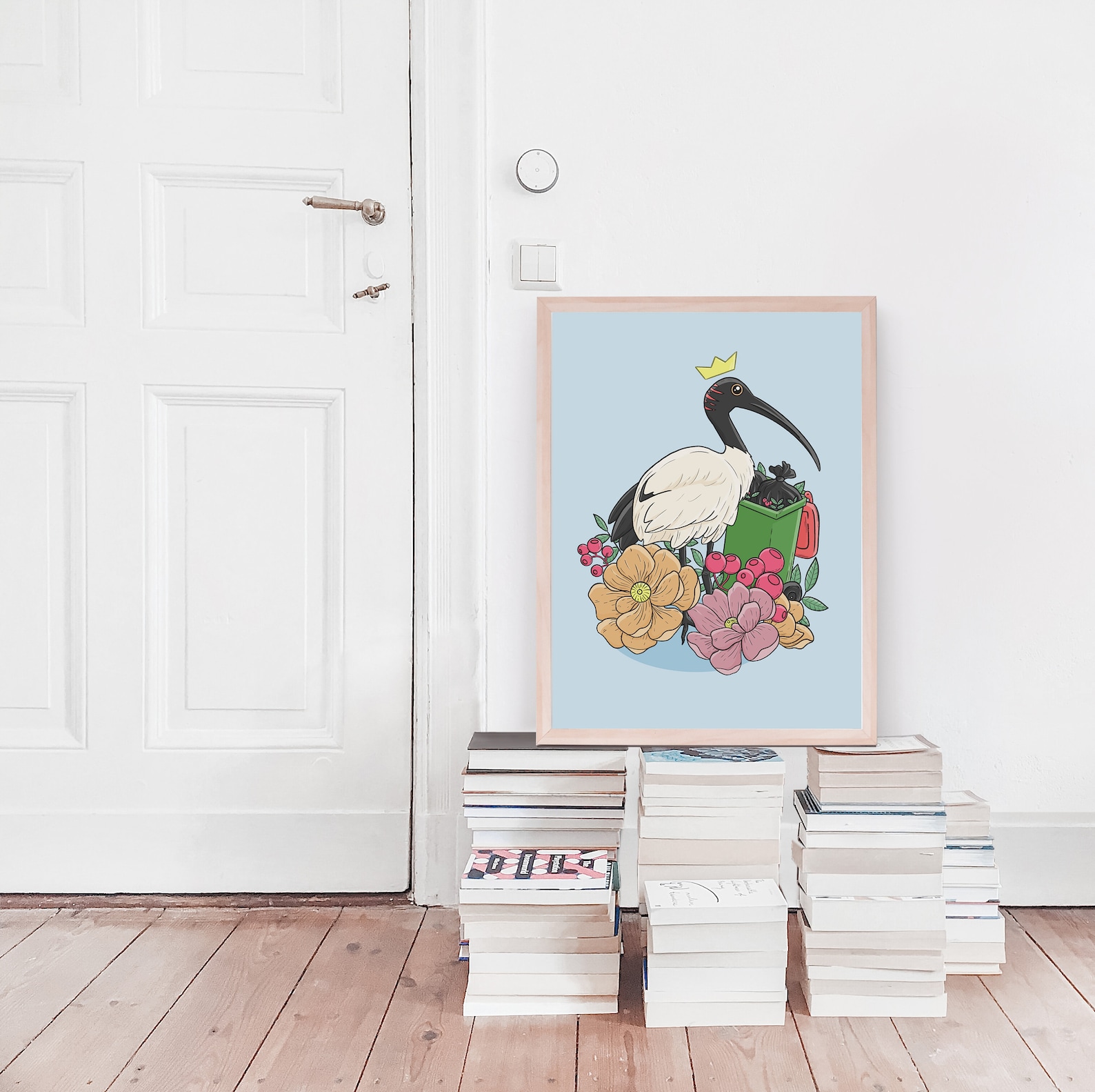 Bin Chicken Art Print Fine Line Australian Ibis Floral Art - Etsy Australia