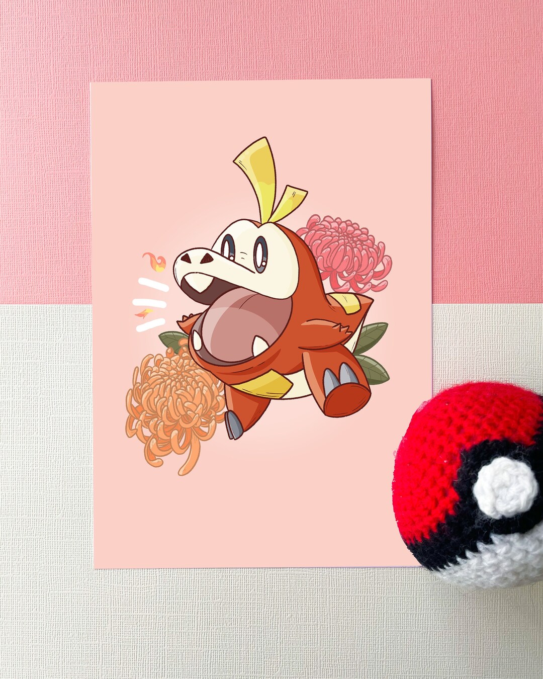 Fuecoco Print Fine Line Pokemon Scarlet Violet Floral Art - Etsy Australia