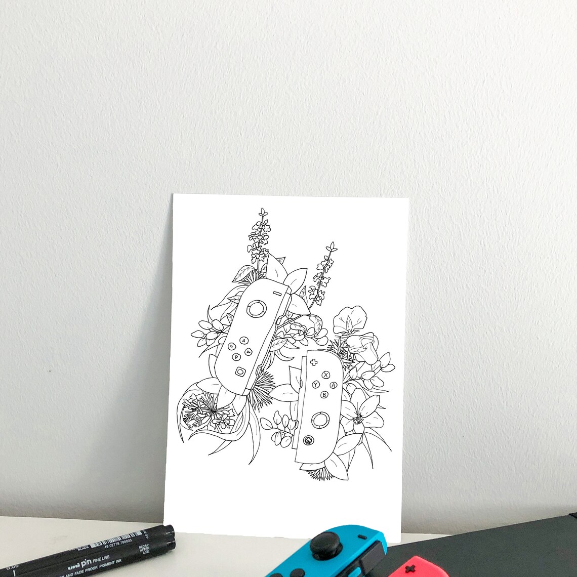 Switch Art Print Fine Line Floral Art | Etsy