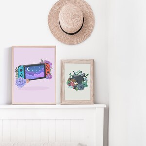 Nintendo Switch Print | Fine Line Video Game Floral Art - Etsy