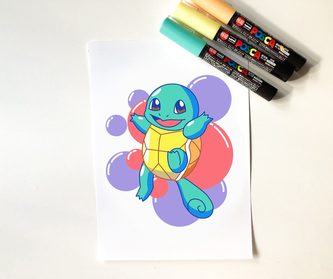 Squirtle Mini Print Pokemon POSCA Paint Pen Art - Etsy