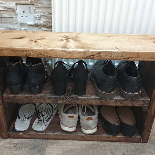 Solid Rustic Shoe Rack Farmhouse Shoe Storage Handmade - Etsy