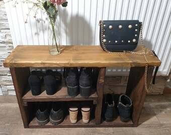Handmade Rustic Reclaimed Wooden Shoe Rack - Etsy UK