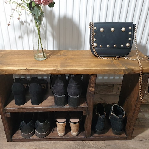 Solid Rustic Shoe Rack Farmhouse Shoe Storage Handmade - Etsy