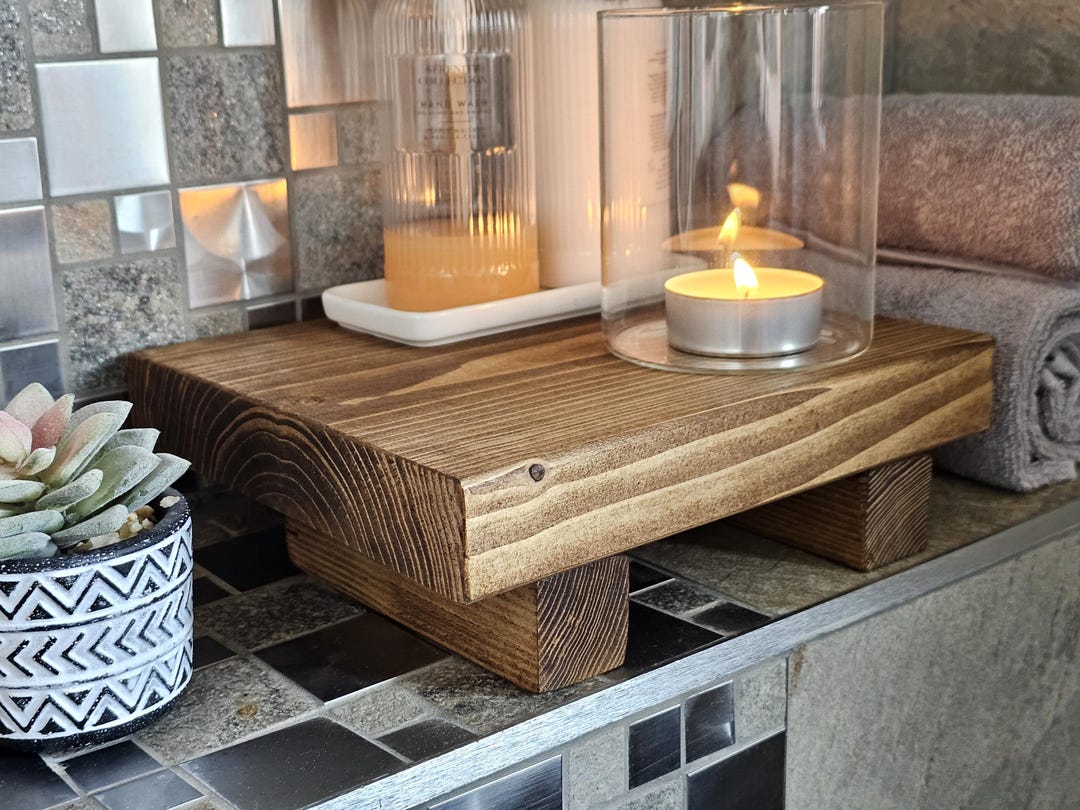 Wooden Riser Rustic Display Stand| Farmhouse Low Countertop Shelf ...