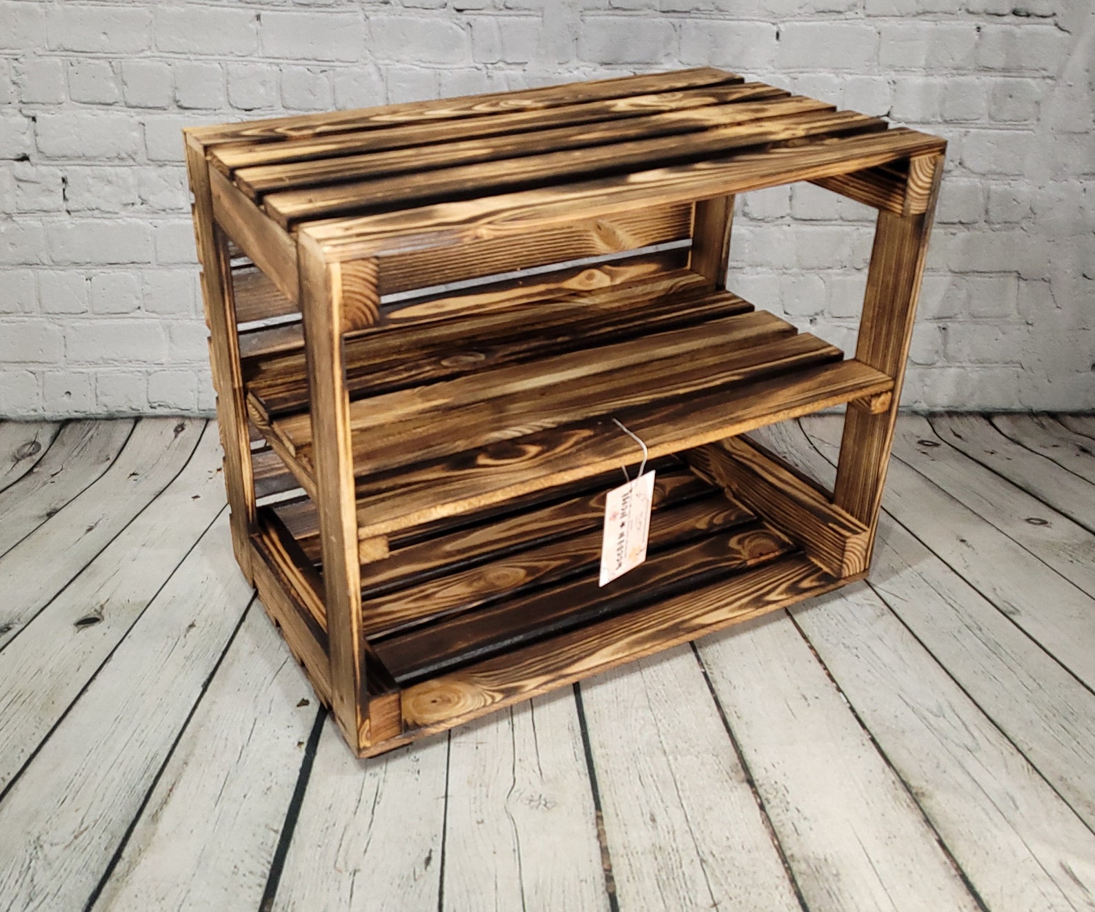 Rustic Wooden Crate Shoe Rack farmhouse Log Storage | Etsy UK