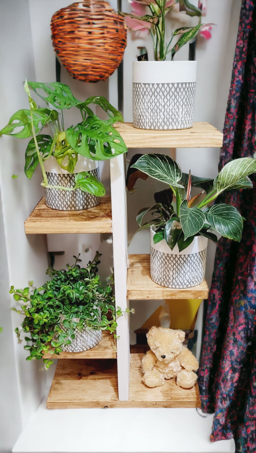 Rustic 6 Tier Ladder Wooden Solid Plant Stand Wooden Shelf Plant Pot ...