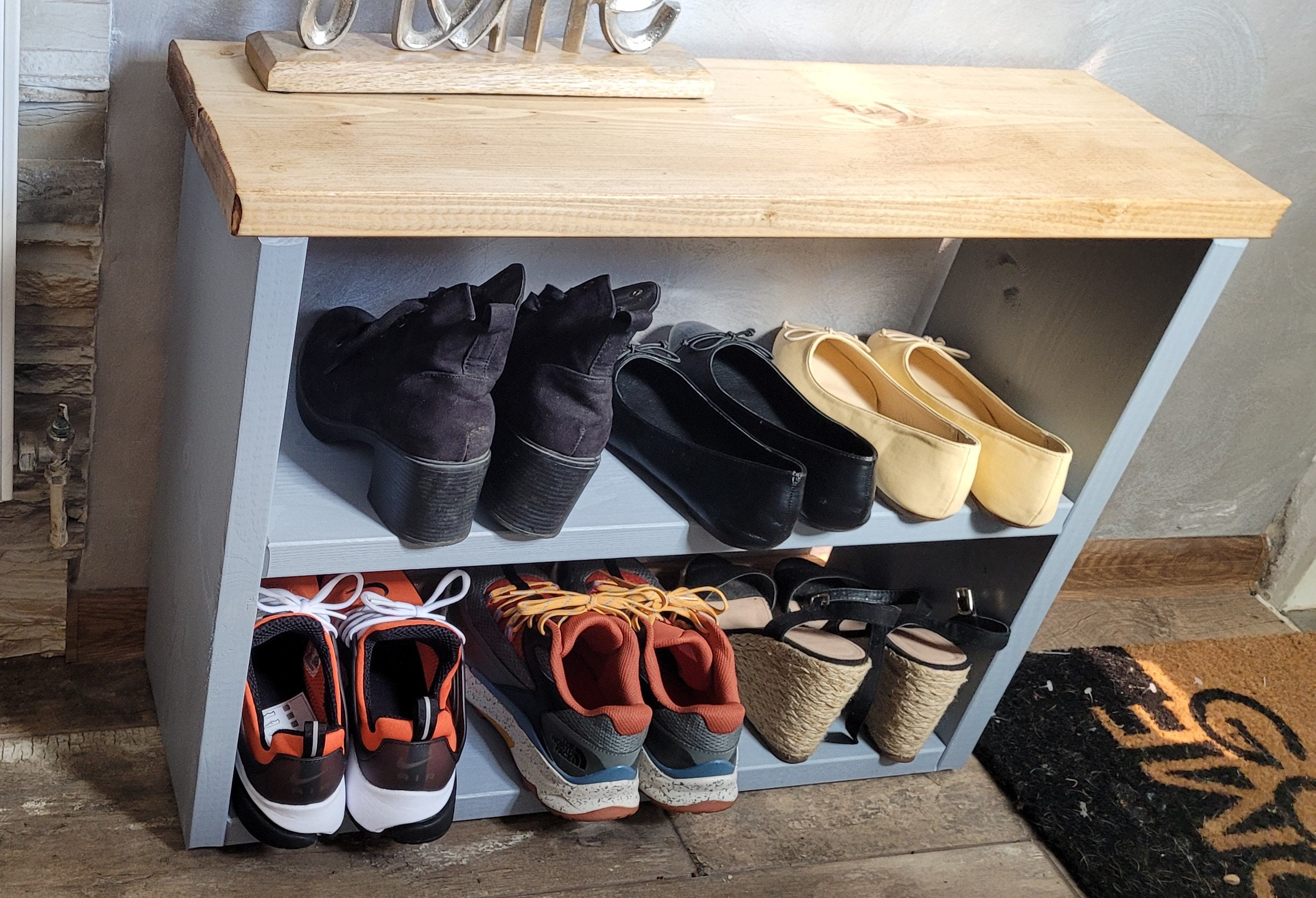 Bespoke Solid Rustic Shoe Rack Farmhouse Shoe Storage - Etsy UK