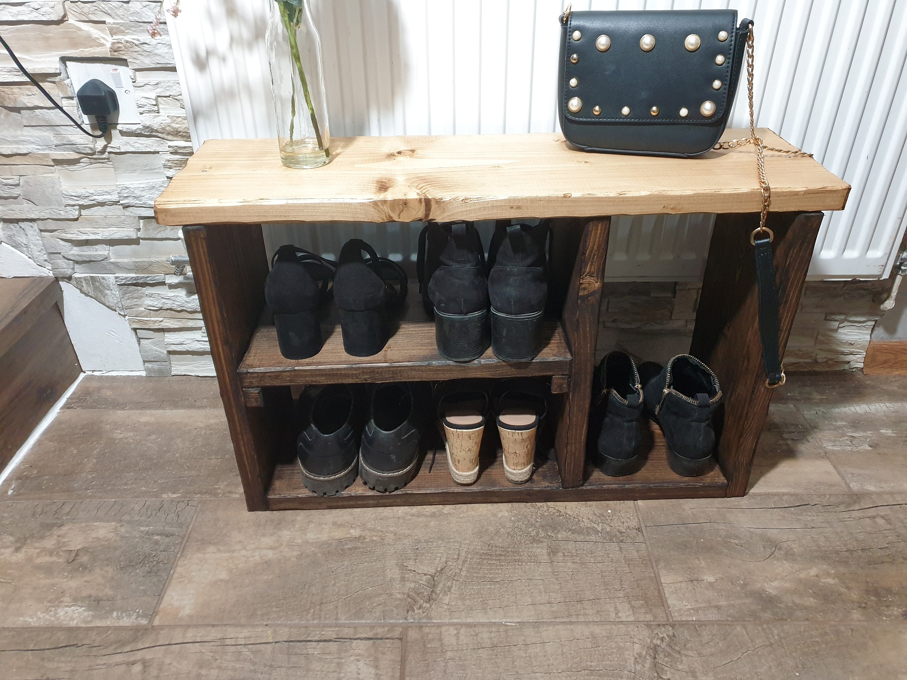 Solid Rustic Shoe Rack Boot Rack Farmhouse Shoe Storage | Etsy
