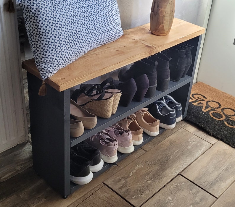 Bespoke Solid Rustic Shoe Bench Farmhouse Shoe Rack Handmade | Etsy