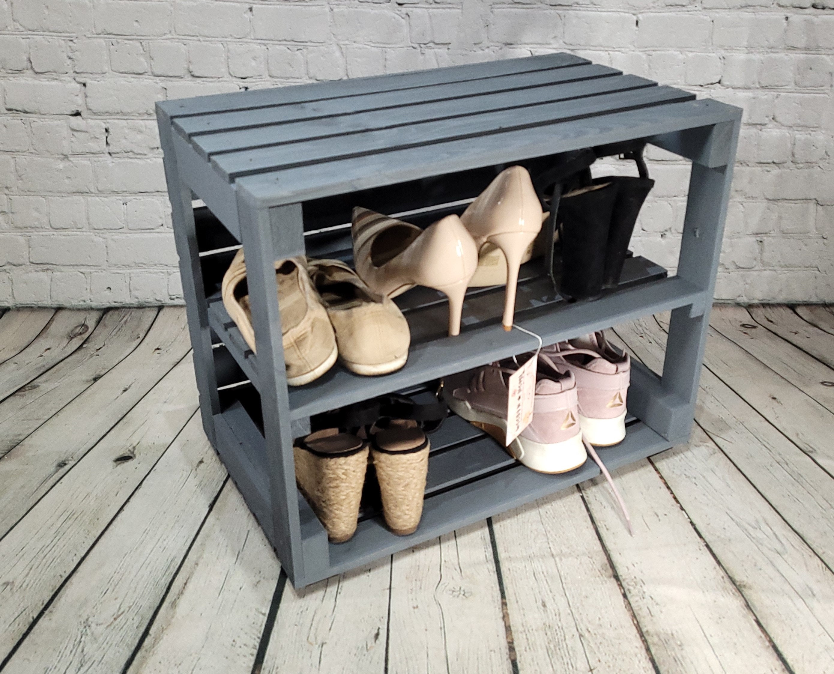 Rustic Wooden Crate Shoe Rack farmhouse Log Storage | Etsy UK