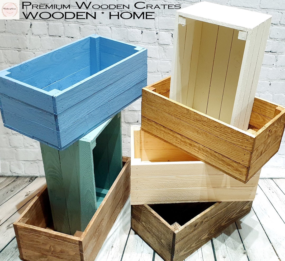 Beautiful Wooden Crate storage Box Storage Container Rustic Crate apple ...