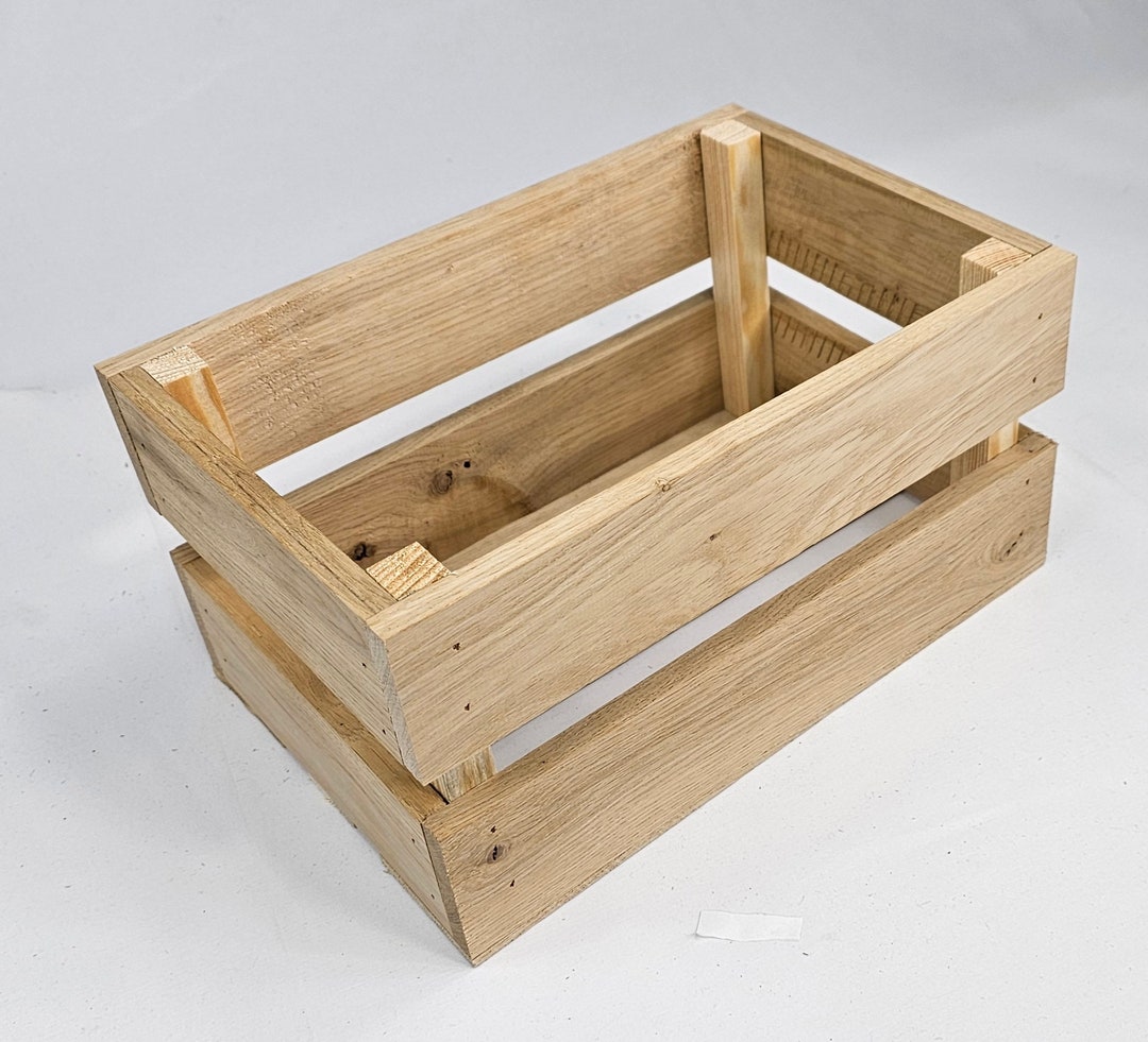Oak Wooden Storage Box, Small Solid Oak Wooden Crate With a Smooth ...