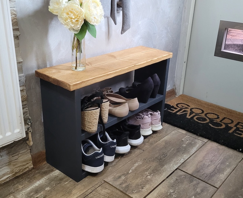 Bespoke Solid Rustic Shoe Bench Farmhouse Shoe Rack Handmade | Etsy
