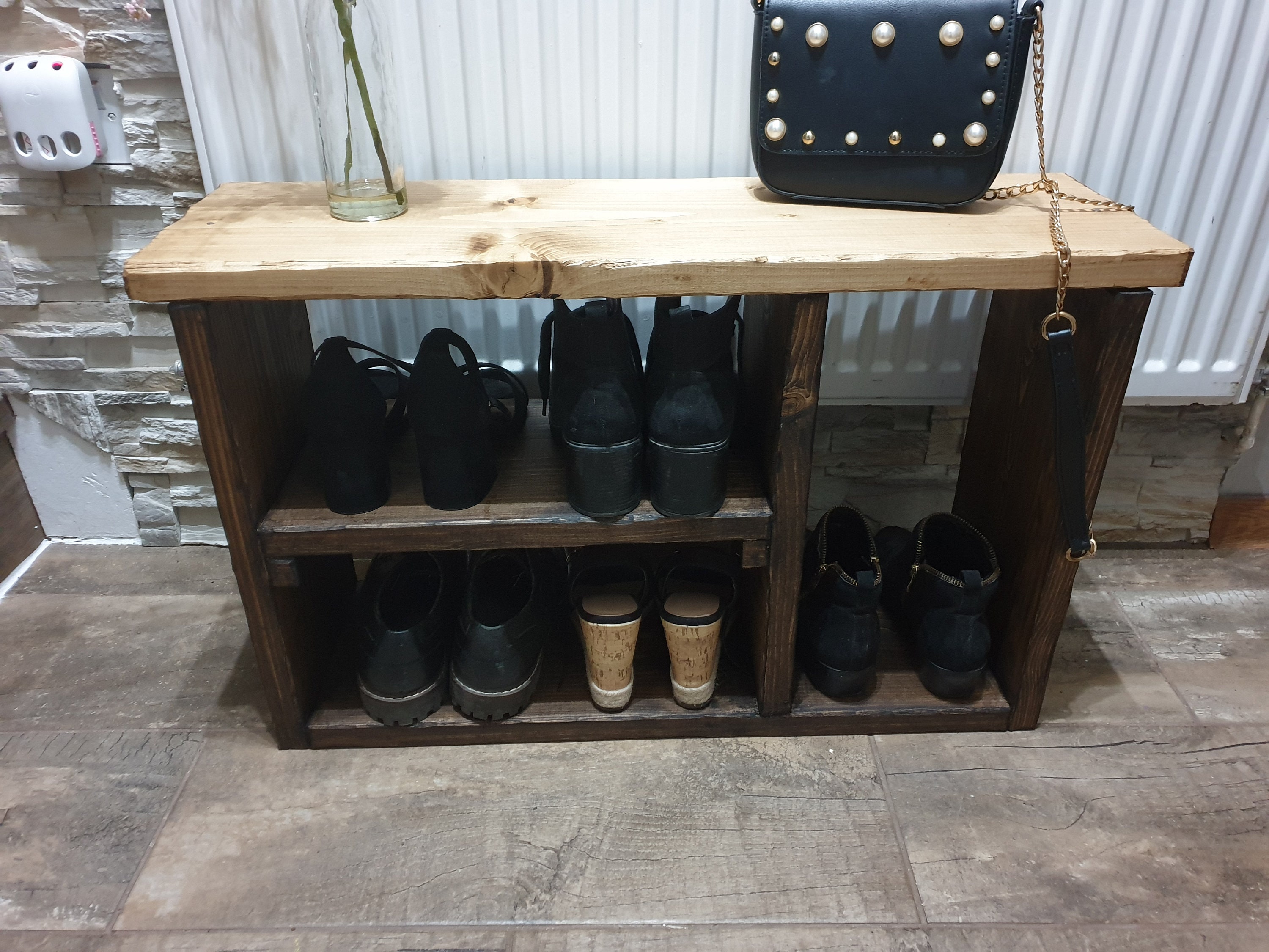 Solid Rustic Shoe Rack Boot Rack Farmhouse Shoe Storage | Etsy