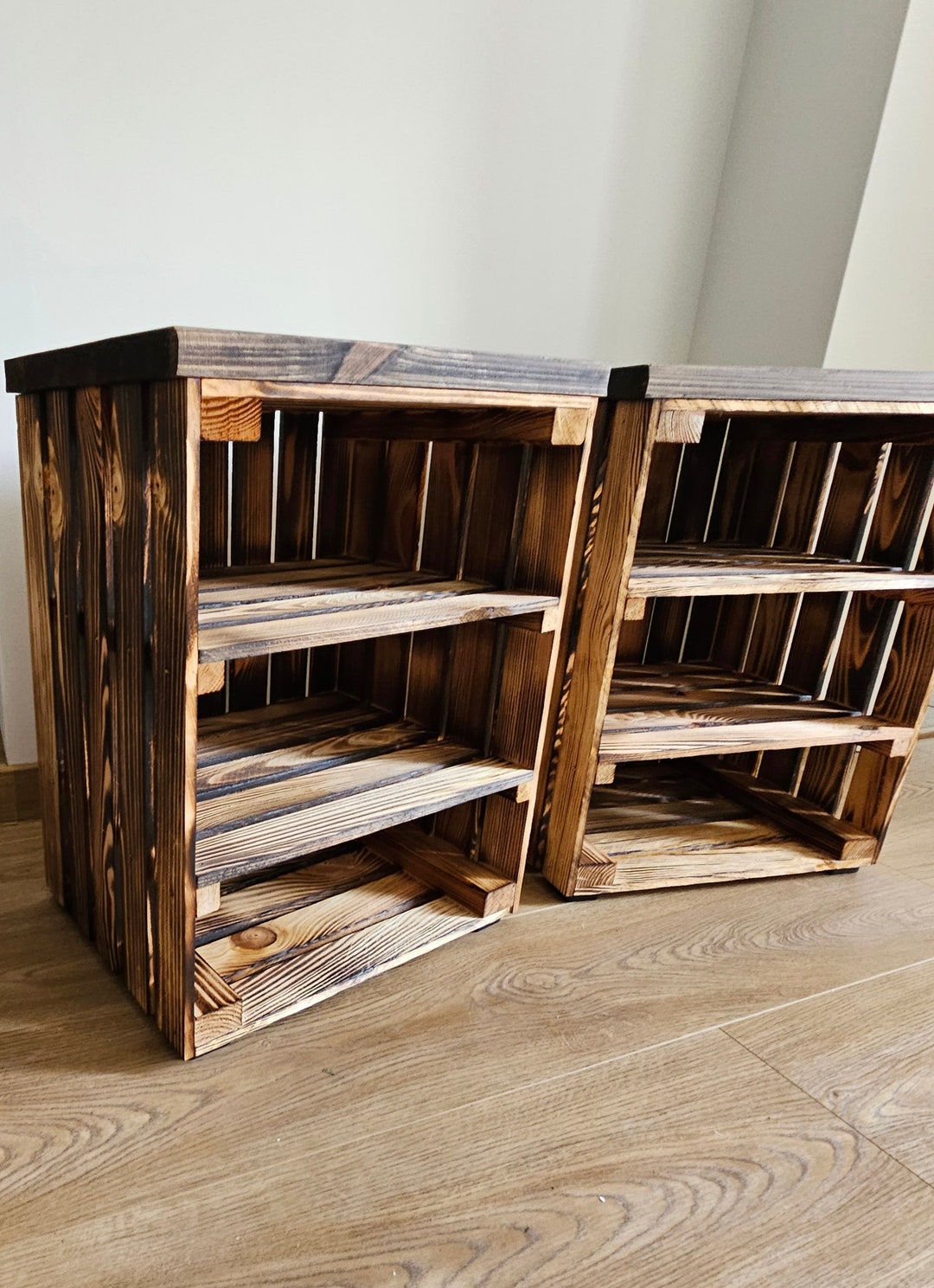 2 X Wooden Crates Bedside Tables Rustic Washed Grey Wooden - Etsy UK