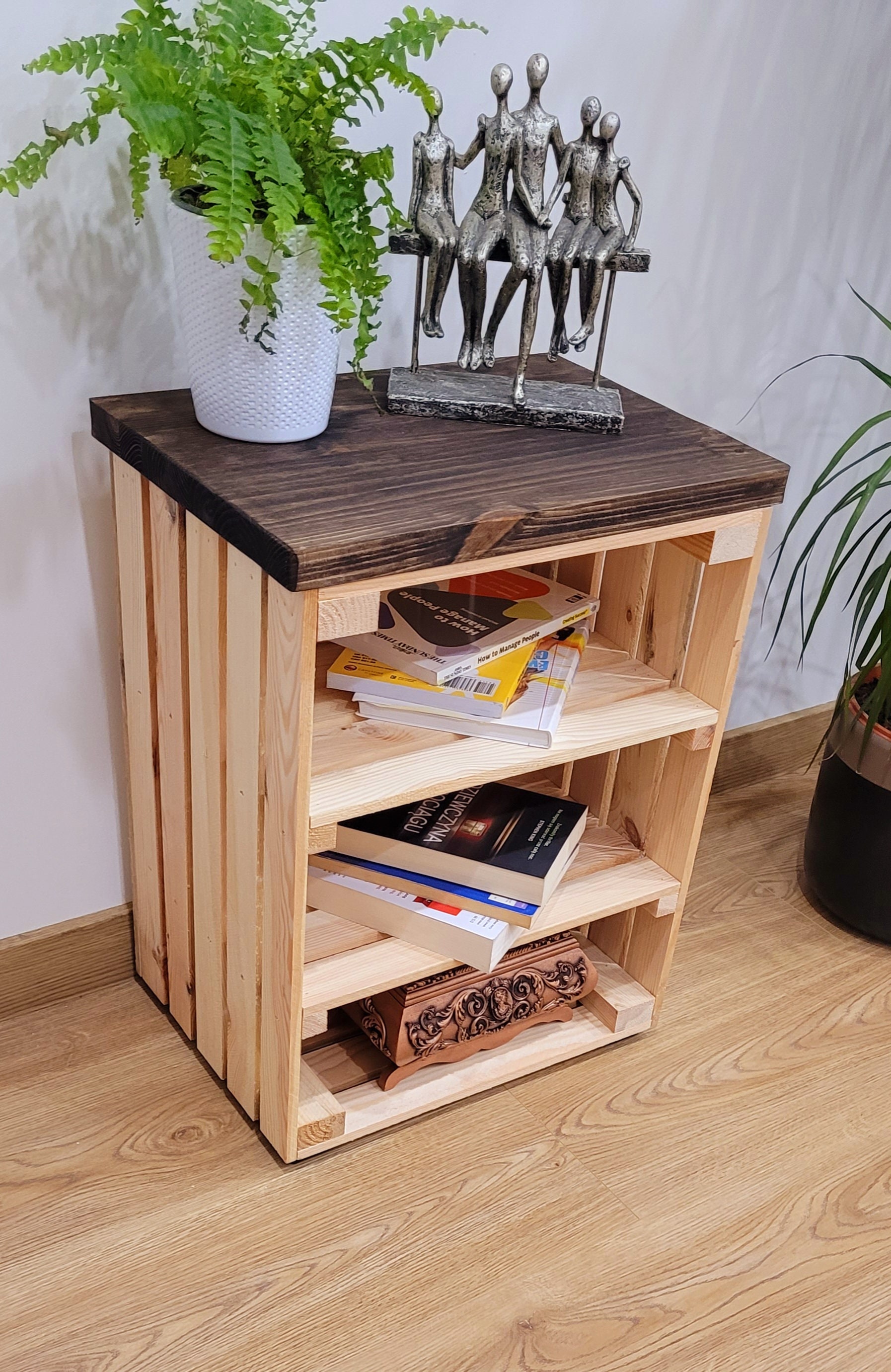 2 X Wooden Crates Bedside Tables Rustic Washed Grey Wooden - Etsy