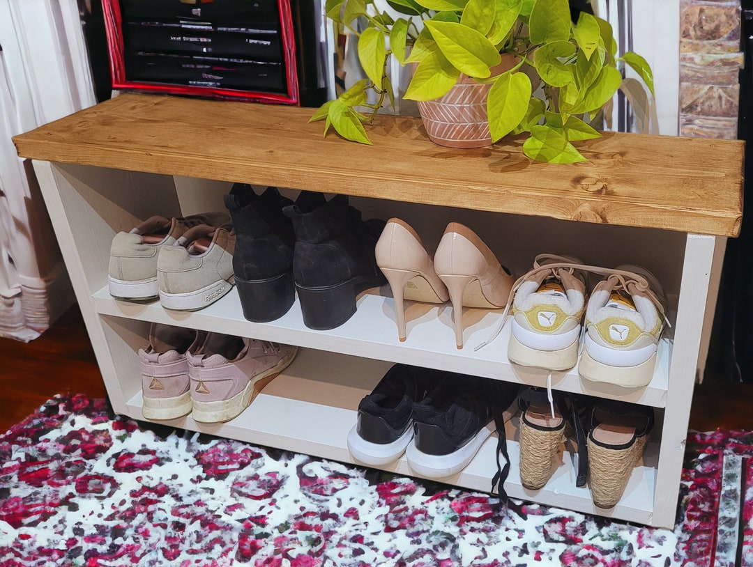 Bespoke Solid Rustic Shoe Rack Farmhouse Shoe Storage Handmade Rustic ...