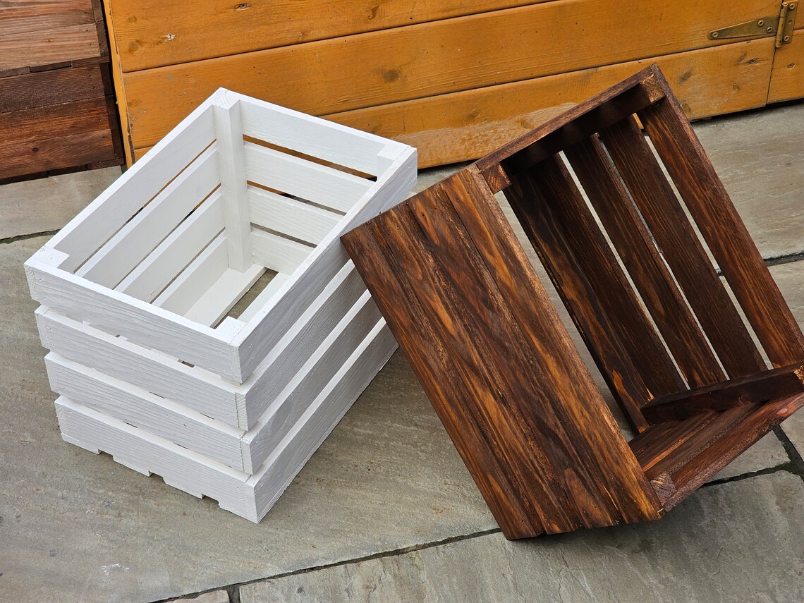 Rustic Wood Storage Crate: Solid Wooden Pine Box, Farmhouse Rustic ...