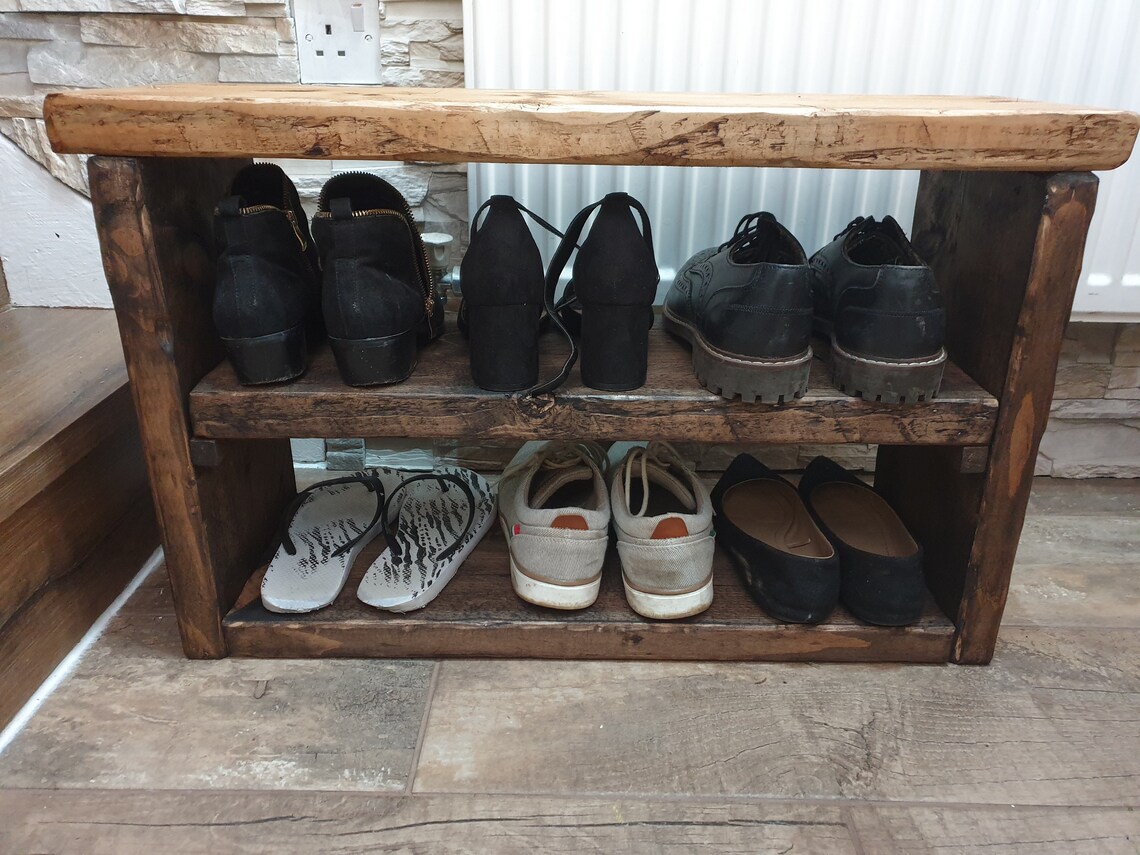 Solid Rustic Shoe Rack Farmhouse Shoe Storage Handmade | Etsy