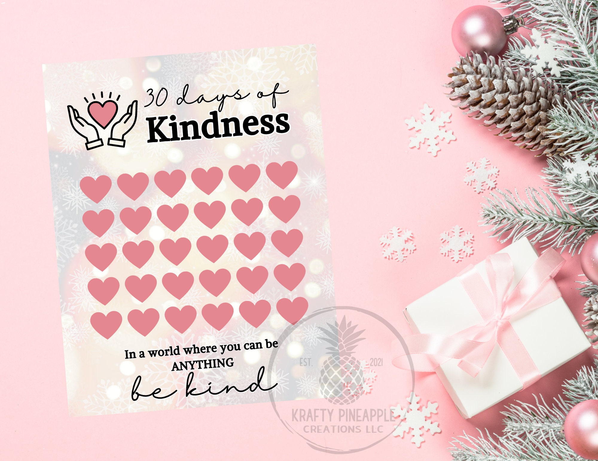 30 Days of Kindness Tracker Acts of Kindness Be Kind Be the - Etsy