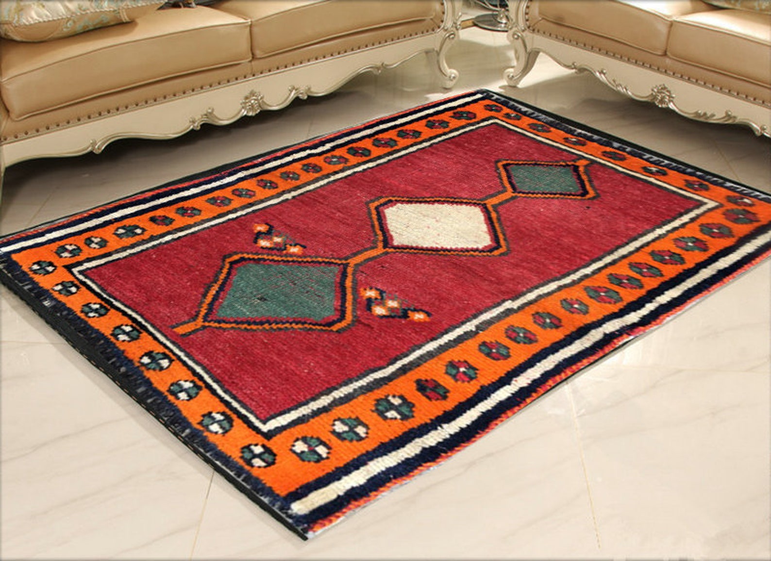 2x3 Feet Vintage Afghan Rug Handknotted RugTurkish Rug | Etsy