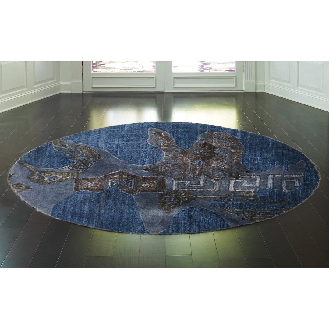 3x3 Feet Vintage Afghan Round Rug Handknotted Rugturkish - Etsy