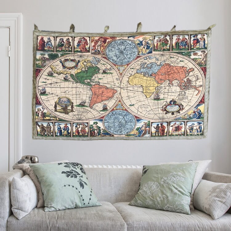4x3 Feet Antique World map wall hanging tapestry World Globe | Etsy