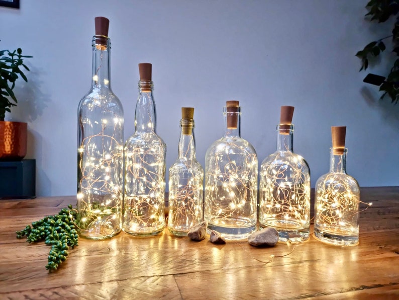 Copper Wire Firefly Fairy Glass Bottle With Warm Lights. - Etsy