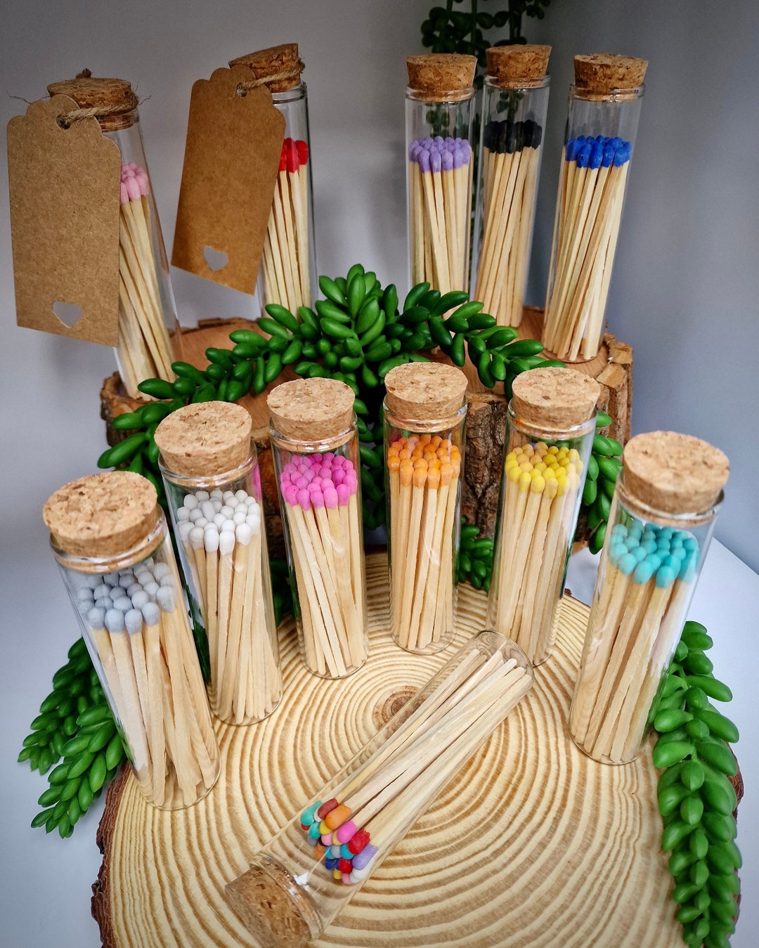 Luxury Long Coloured Matches in Glass Tube With Cork Lid. Perfect for ...