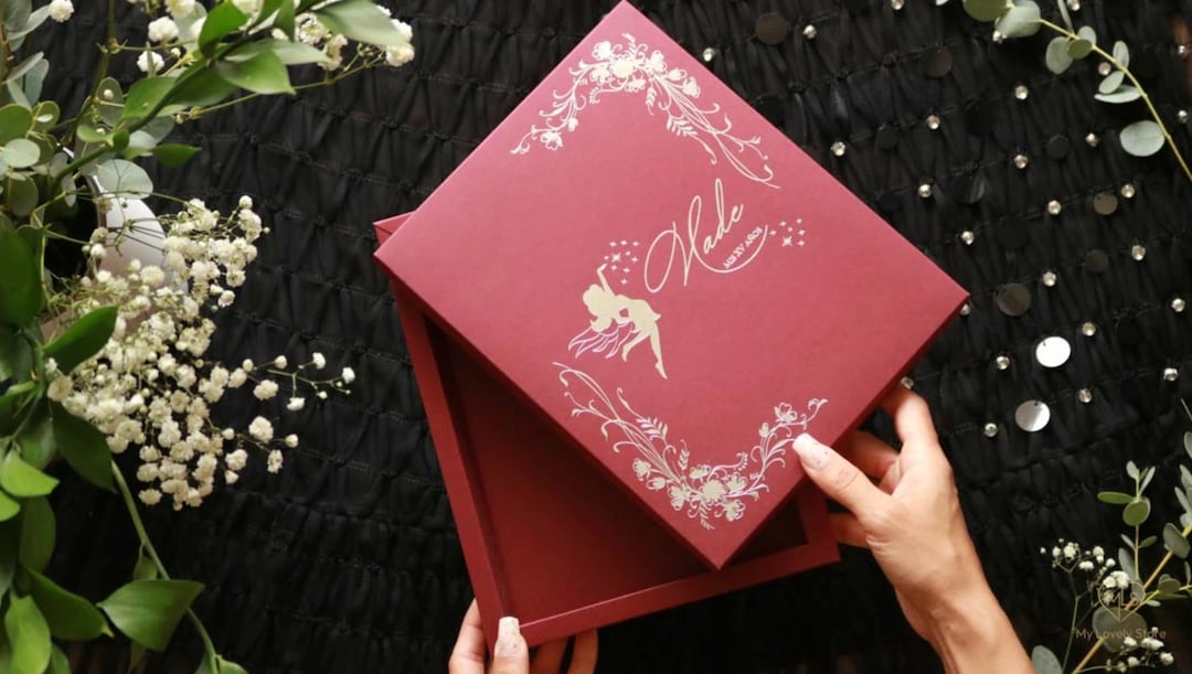 Burgundy Quinceañera Invitation Box: Silver Foil Design - Etsy
