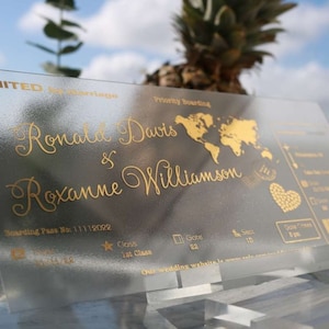 Boarding Pass Invitation, Foil Destination Wedding Invite, Ticket ...