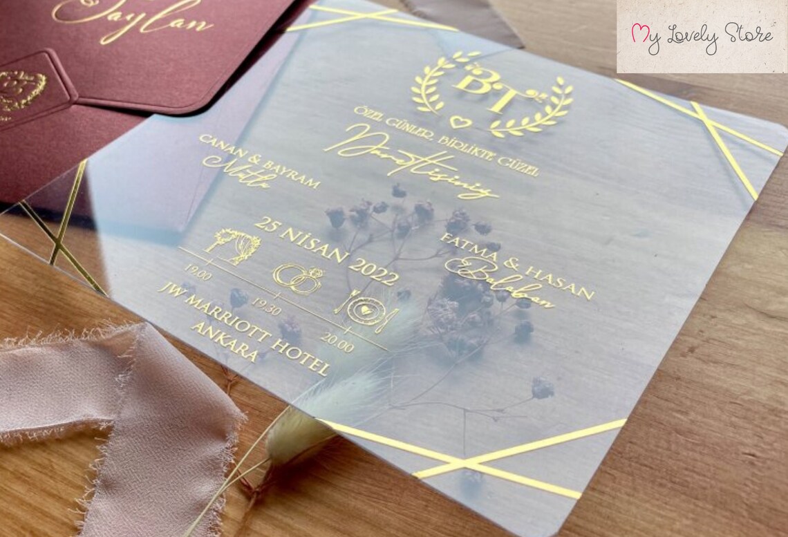 Elegant Red Acrylic Wedding Invitation Set Luxury Clear - Etsy