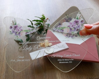 Acrylic Butterfly Quinceañera Invitation - Etsy