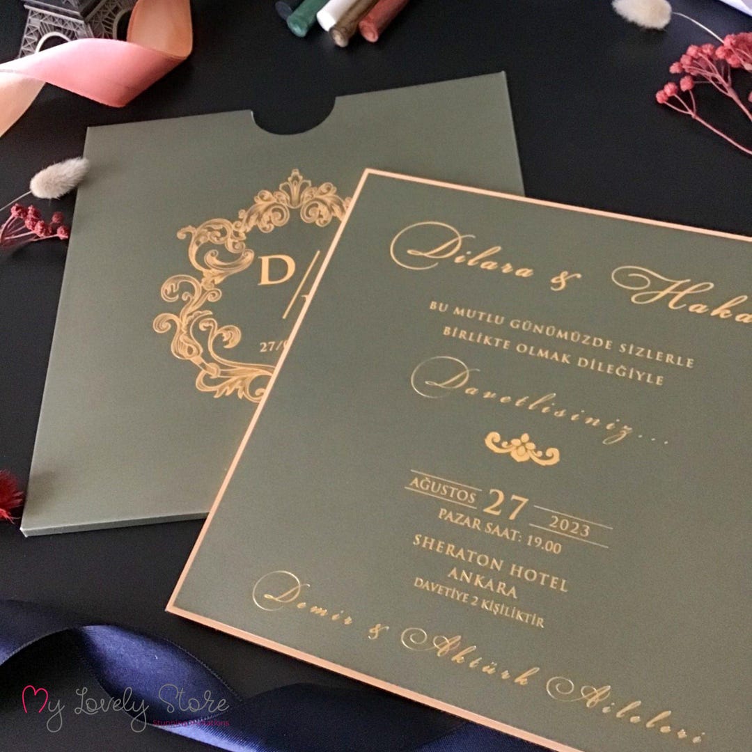 Unique and Luxurious Wedding Invitation, Modern Design Hot Foil Stamped ...