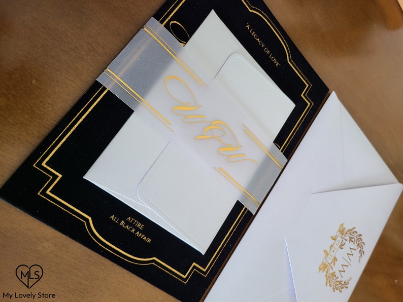 Black Velvet Wedding Invitation Foil Pressed Velvet - Etsy