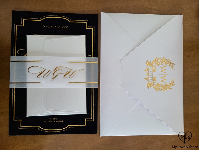 Black Velvet Wedding Invitation Foil Pressed Velvet - Etsy