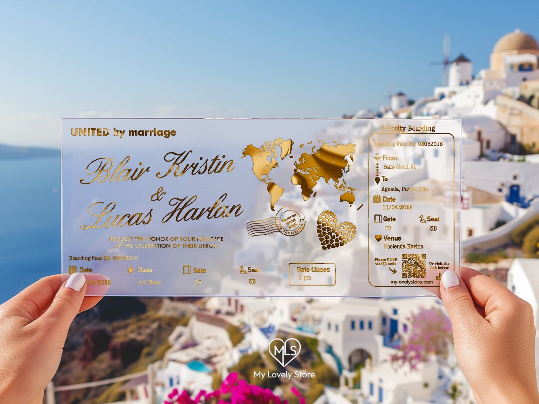 United by Flight Ticket Invitation, Destination Wedding Invitations ...