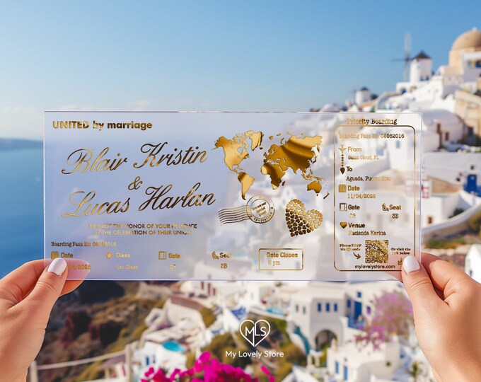 United by Flight Ticket Invitation, Destination Wedding Invitations ...