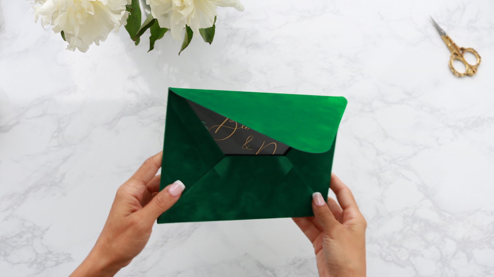 Elegant Acrylic Invitation With Green Velvet Envelopes Real | Etsy