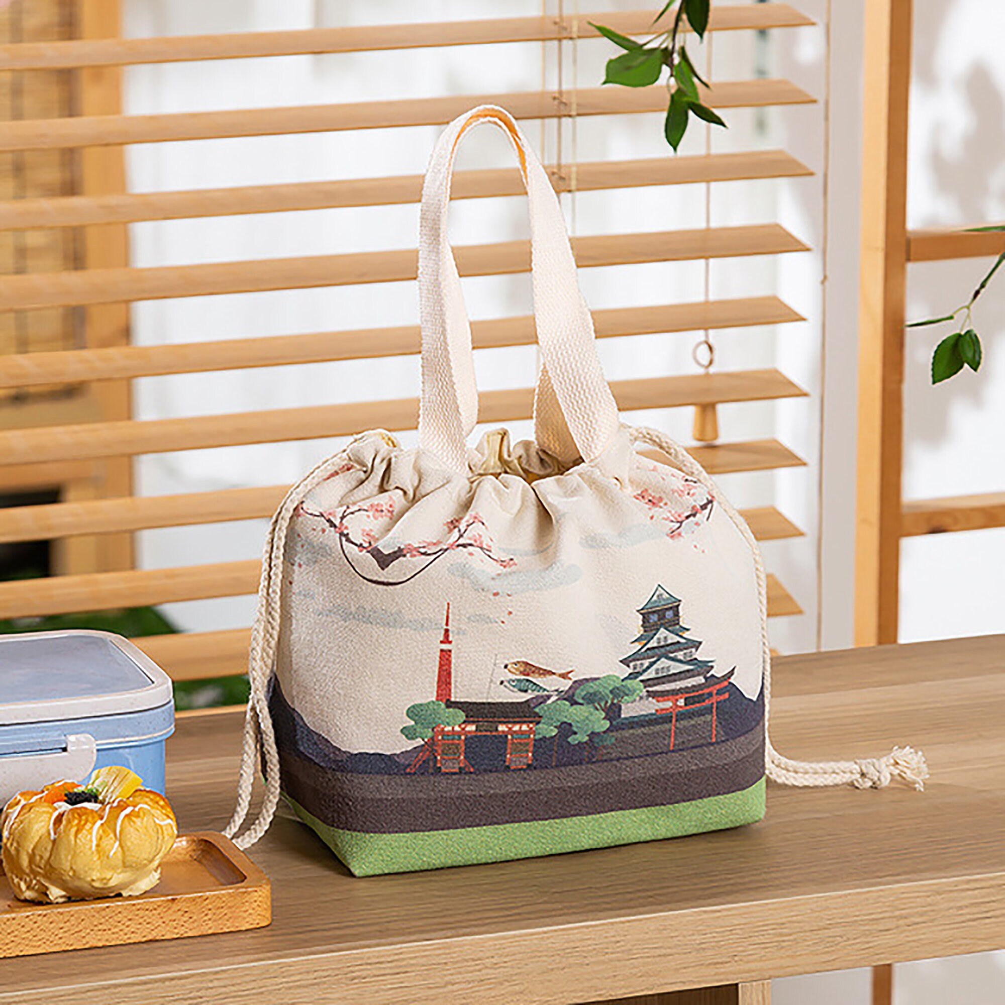 Japanese Style Cartoon Bento Bag Canvas Bento Bag Portable | Etsy