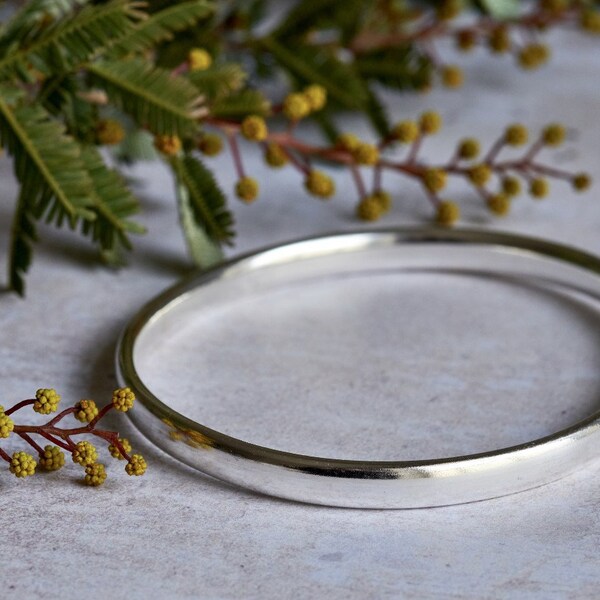 Heavy Silver Bangle - Etsy UK