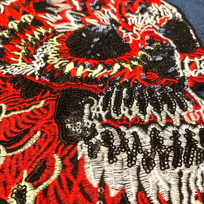 Large Skull Patch Sew On Or Iron On Embroidered Patch For Etsy