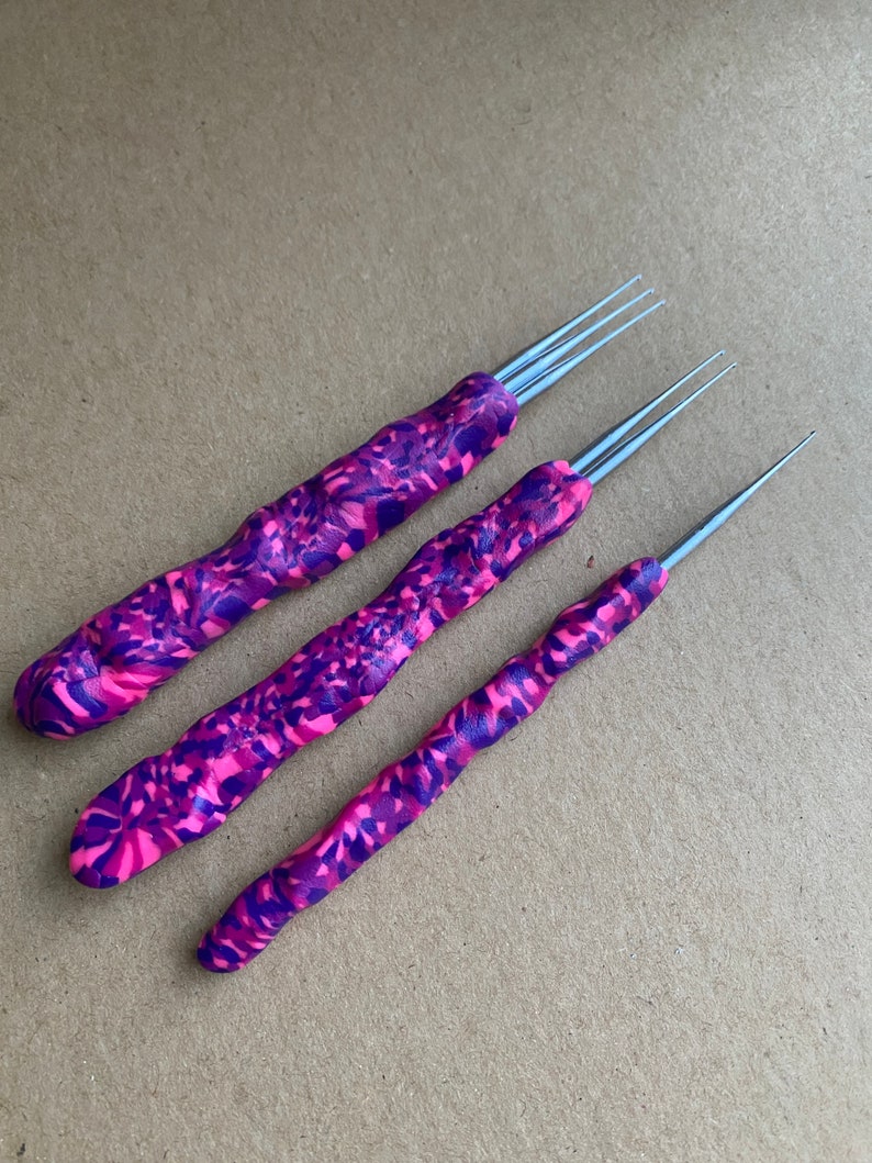 SET of 3 Dreadlock Crochet Tools 0,5 Mm, Unique Design, Needle for ...