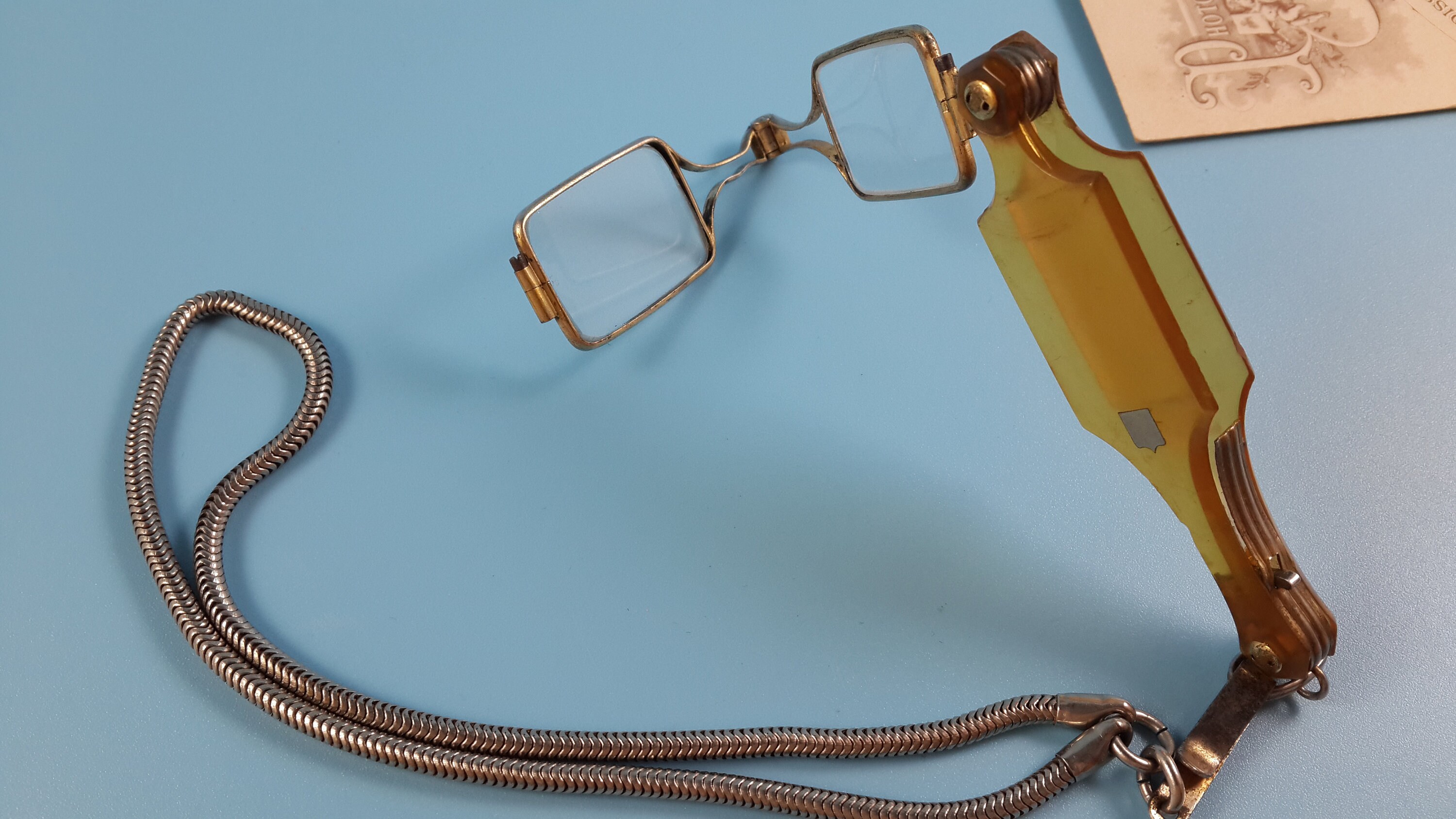 Antique Collectible Lorgnette Chain Bakelite Reading Glasses France ...