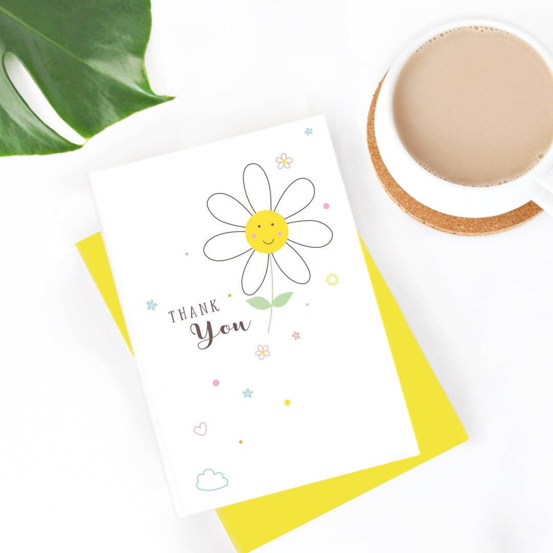 Pack of 5 Thank You Cards, Daisy Design, Flower Cards - Etsy