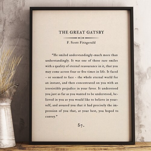 The Great Gatsby Printable Quotef Scott Fitzgerald - Etsy