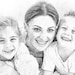 Mothers Day Portrait Custom Digital Hand Drawn Mother Portrait Family ...